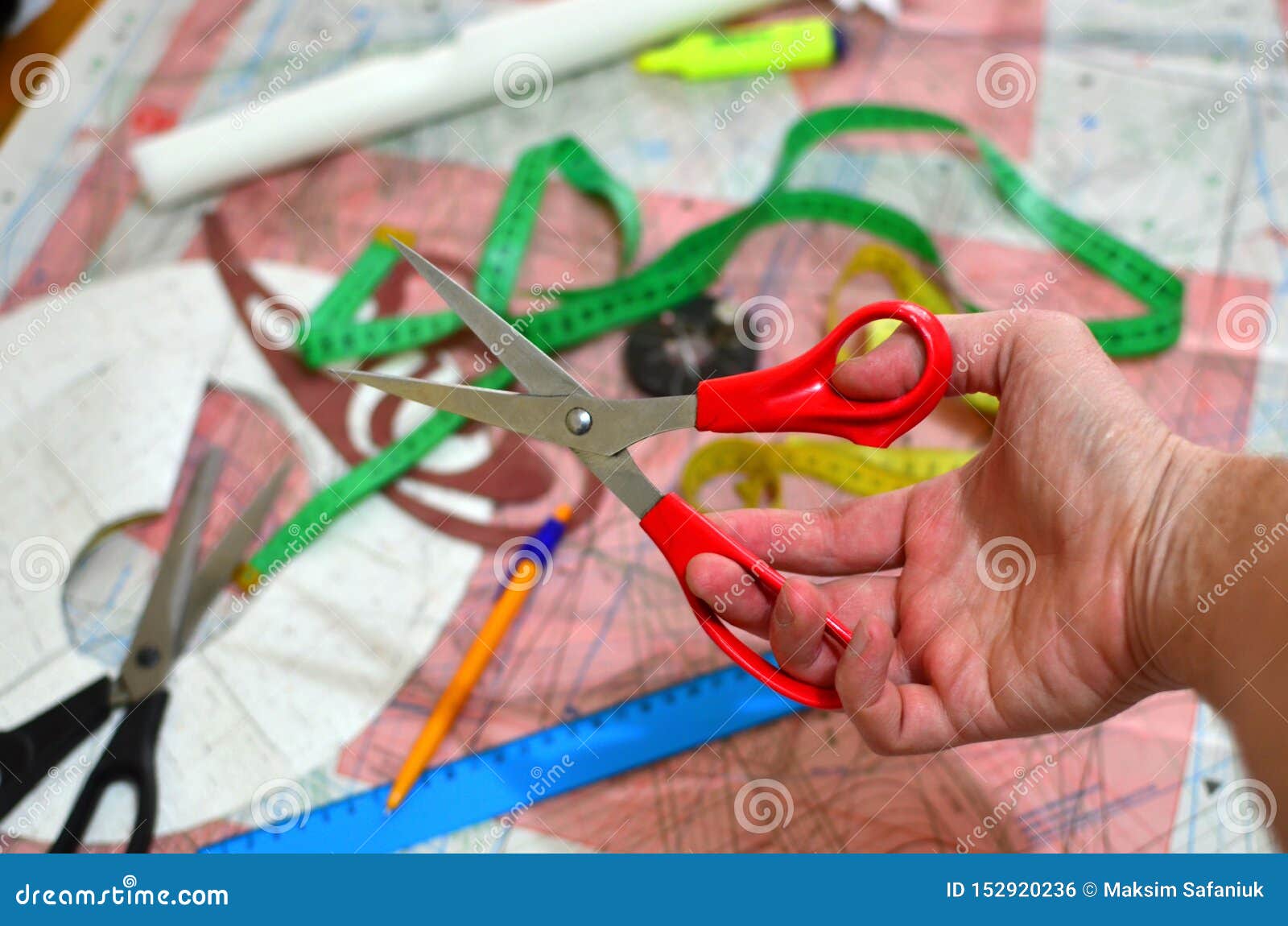 Essentials of the Measuring and Cutting Textile or Fine Cloth. Stock ...