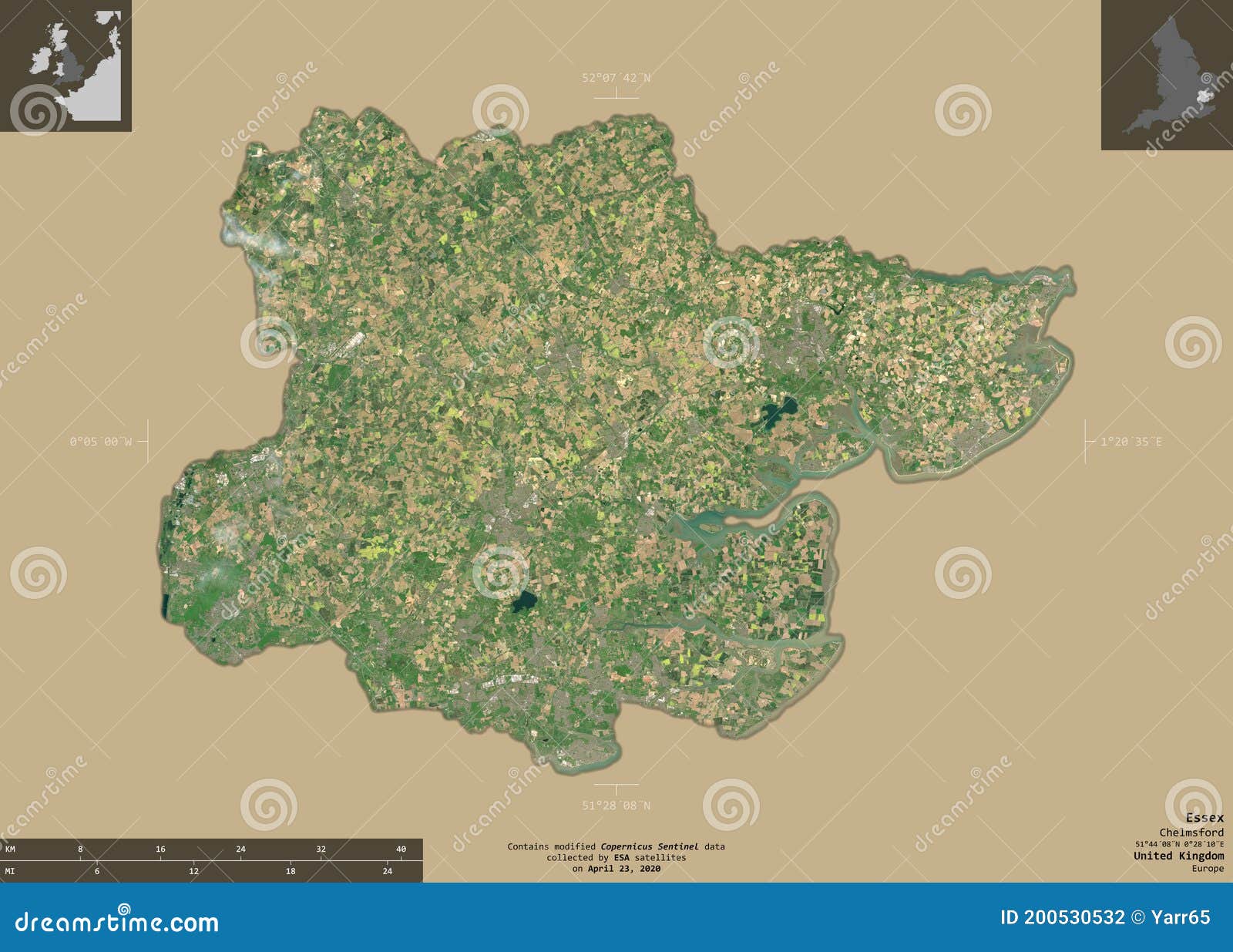 Essex United Kingdom Composition Sentinel 2 Satellite Stock Illustration Illustration Of