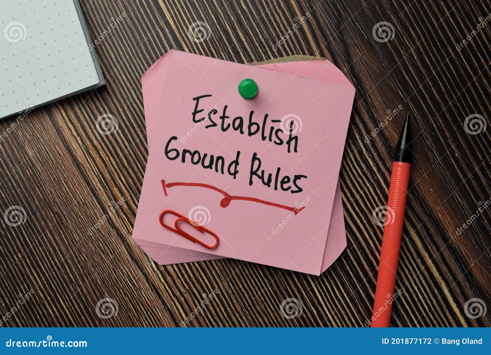 Establish Ground Rules Write on Sticky Note Isolated on Wooden Table ...