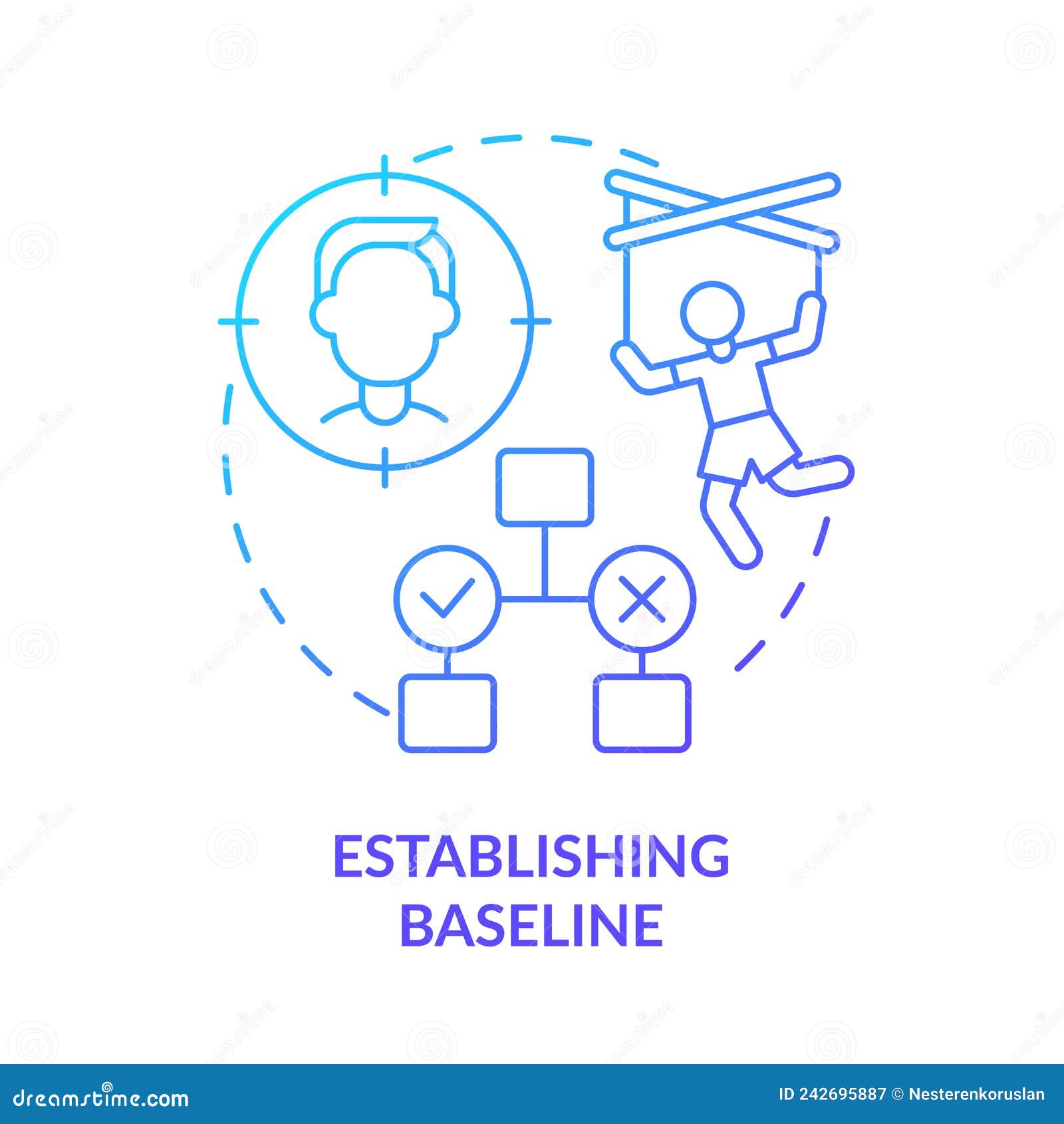 Establishing Baseline Blue Gradient Concept Icon Cartoon Vector ...