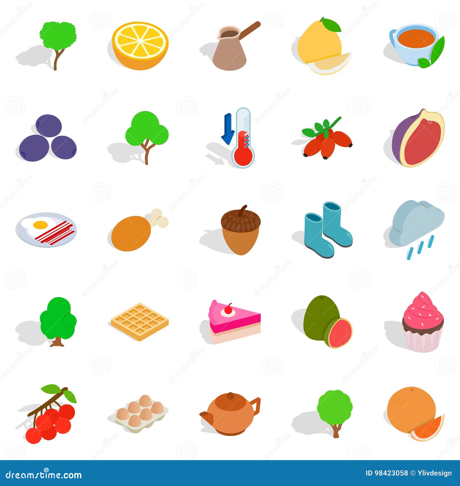 Establishment Icons Set, Isometric Style Stock Vector - Illustration of ...