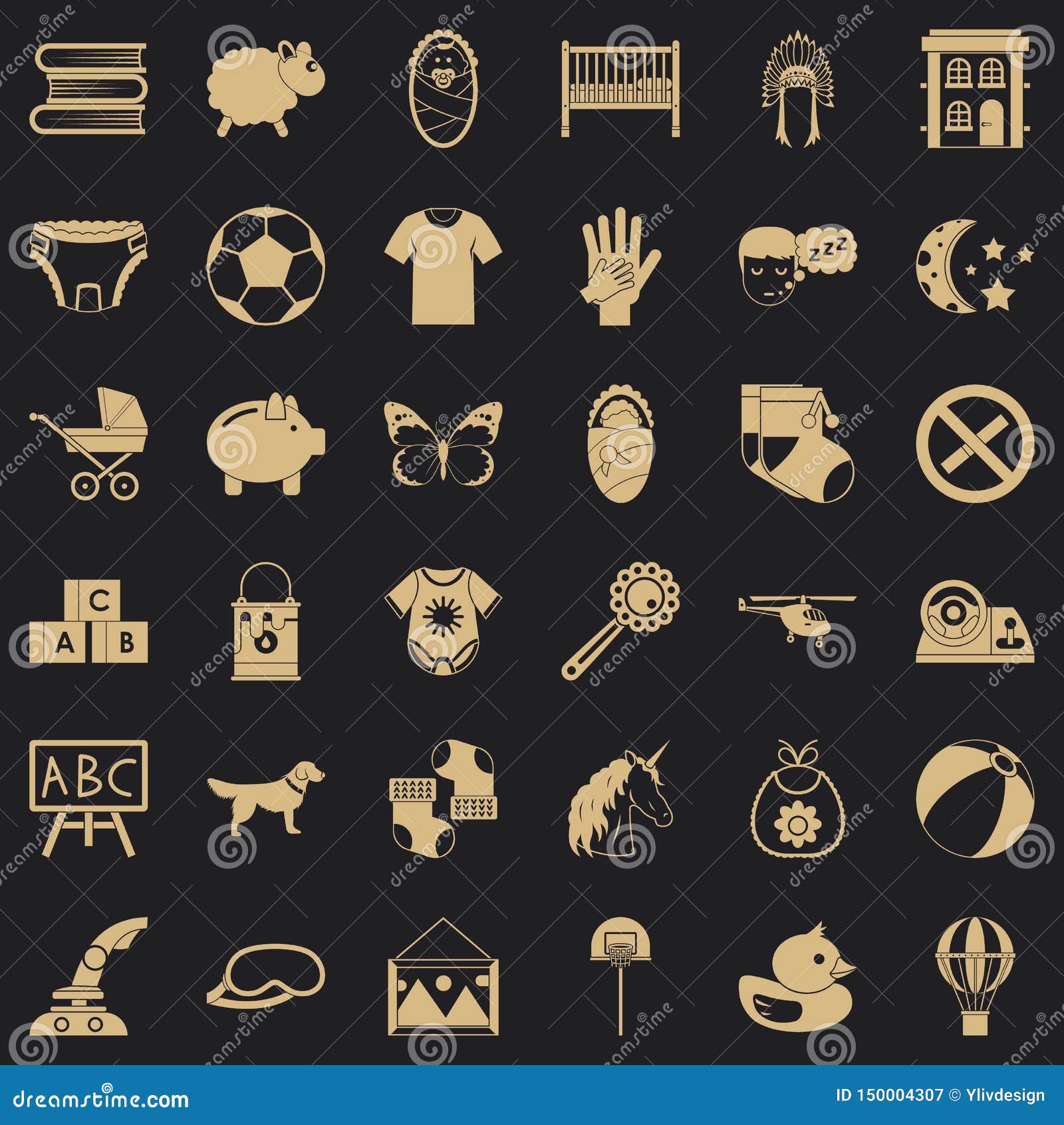 Establishment Icons Set, Simple Style Stock Vector - Illustration of ...