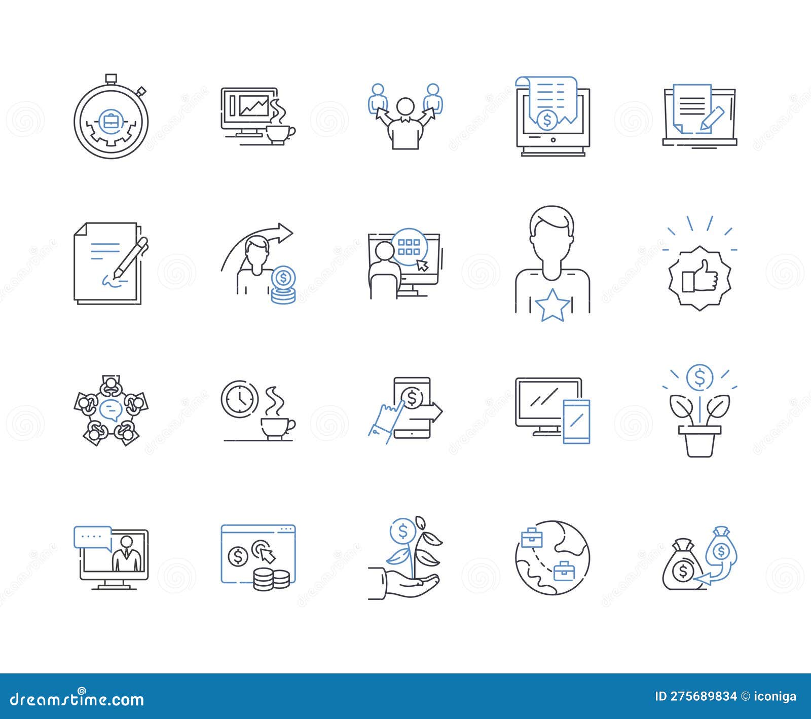 Commencement Phase Line Icons Collection. Introduction, Activation ...