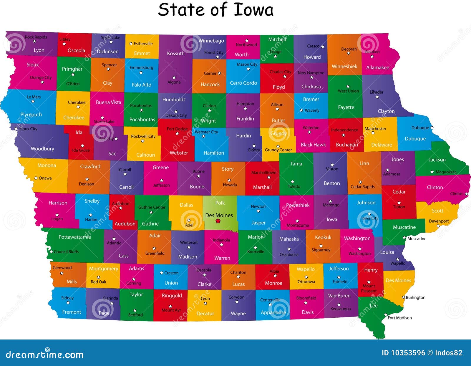 Estado de Iowa ilustração do vetor. Ilustração de administrativo - 10353596