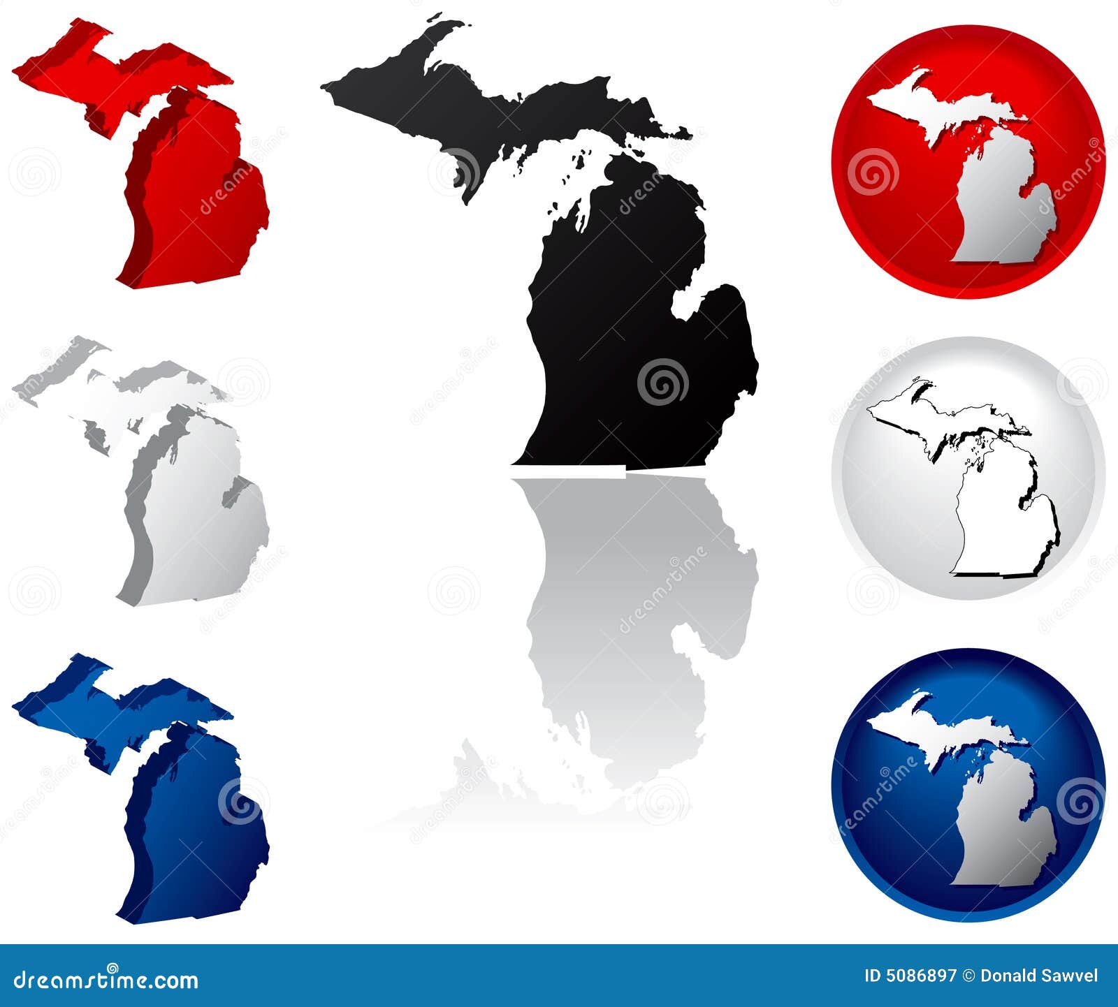 Estado De Los Iconos De Michigan Ilustración del Vector - Ilustración ...