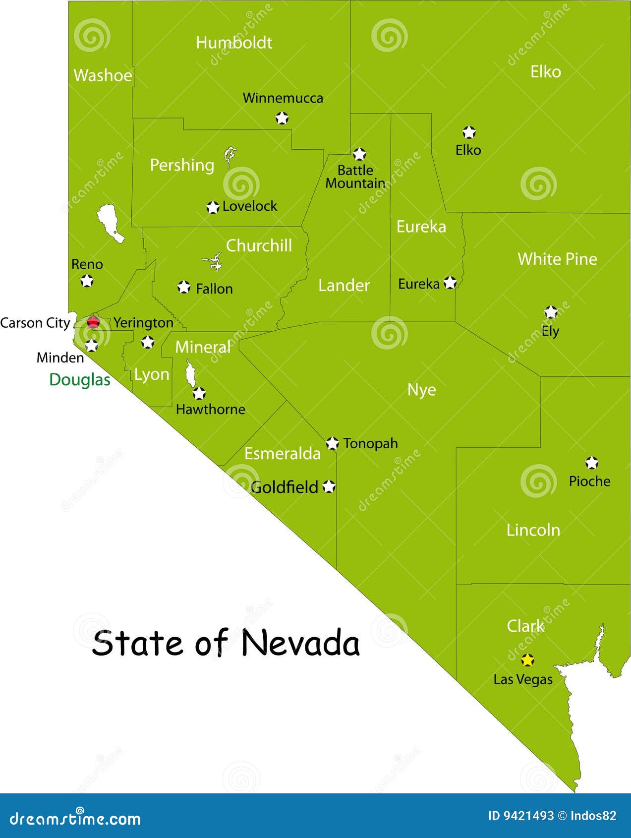 Estado de Nevada ilustração do vetor. Ilustração de limite - 9421493