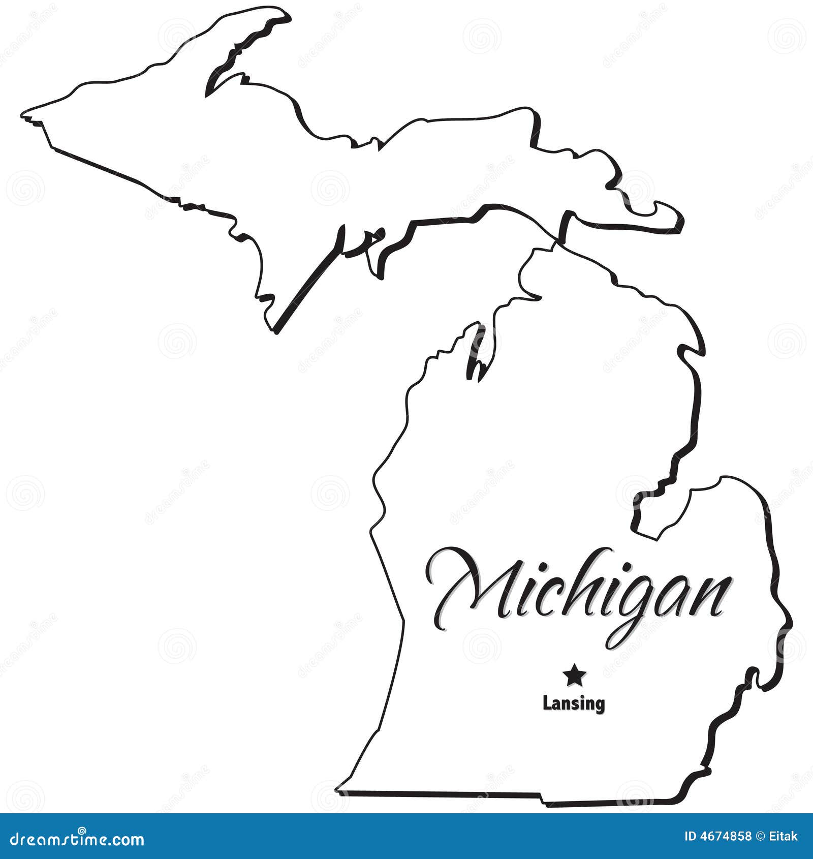 Estado Del Esquema De Michigan Ilustración del Vector - Ilustración de ...