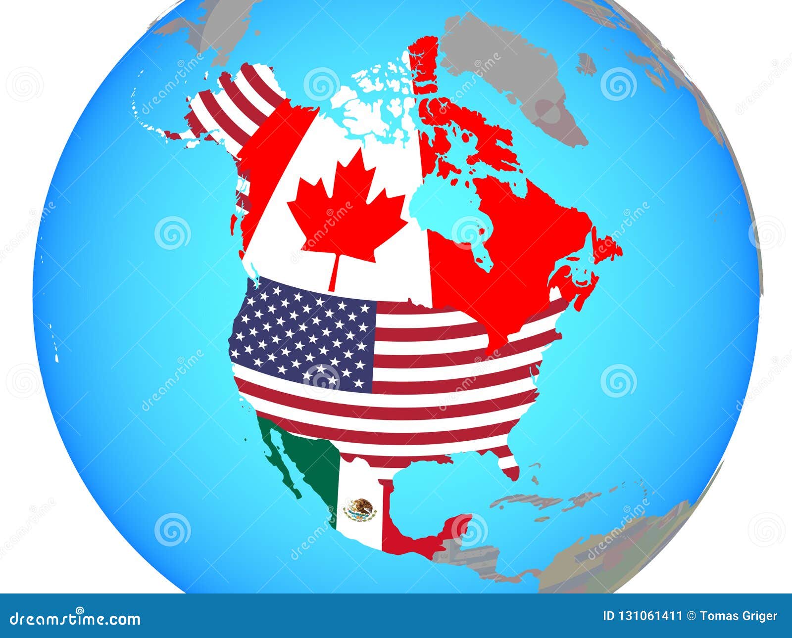 Estados-membros Do NAFTA Com As Bandeiras No Mapa Ilustração Stock ...