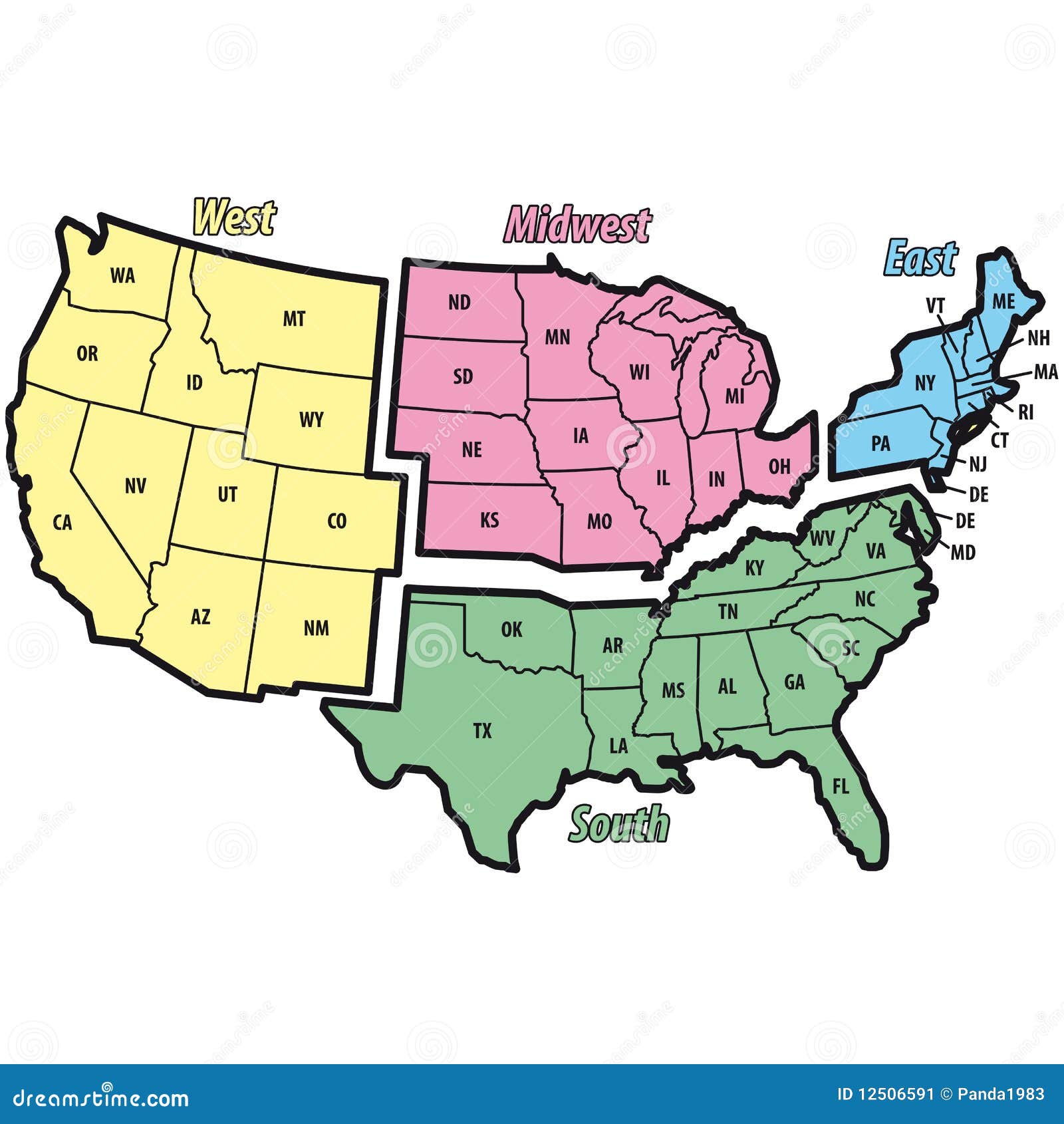 Estados Unidos Medio Oeste Del Sur Stock de ilustración - Ilustración ...