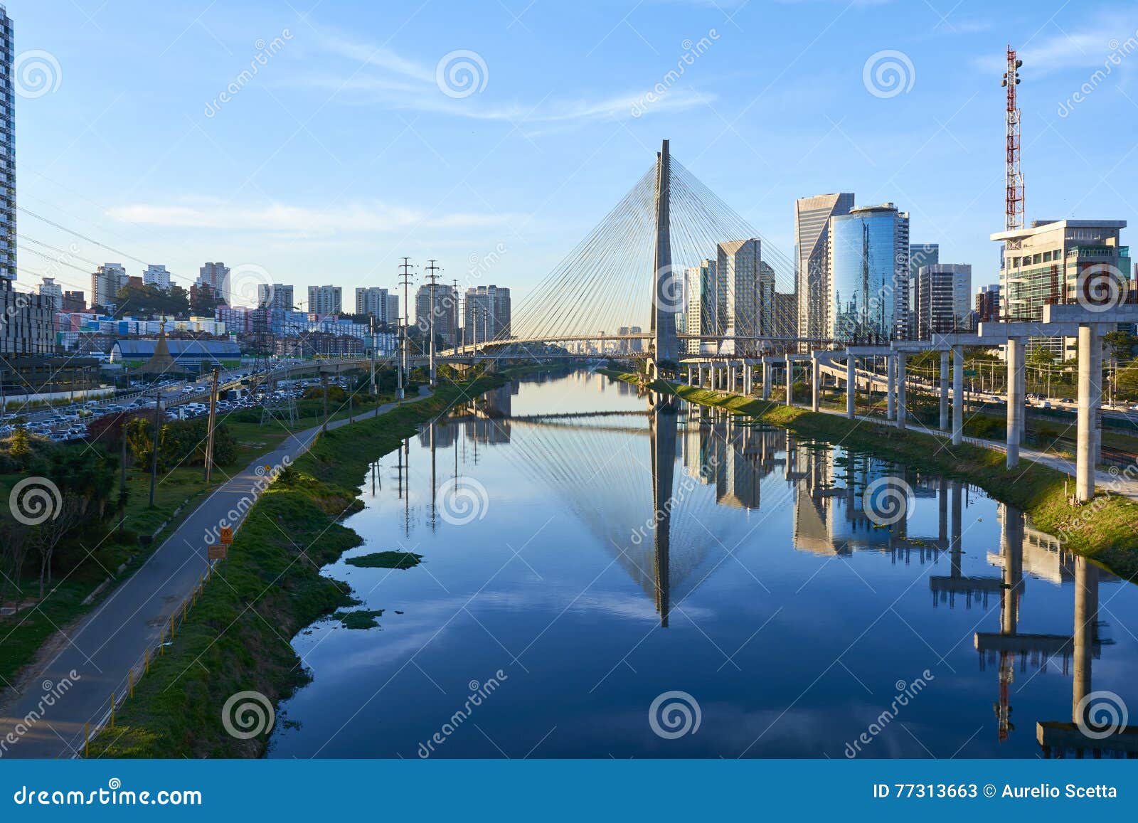 Estaiada Bridge Sao Paulo stock image. Image of city - 77313663