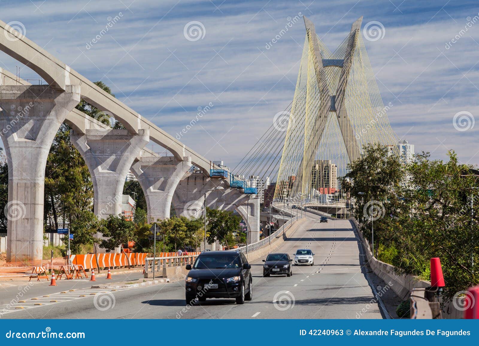 Estaiada Bridge Sao Paulo Brazil Editorial Stock Photo - Image of tree ...