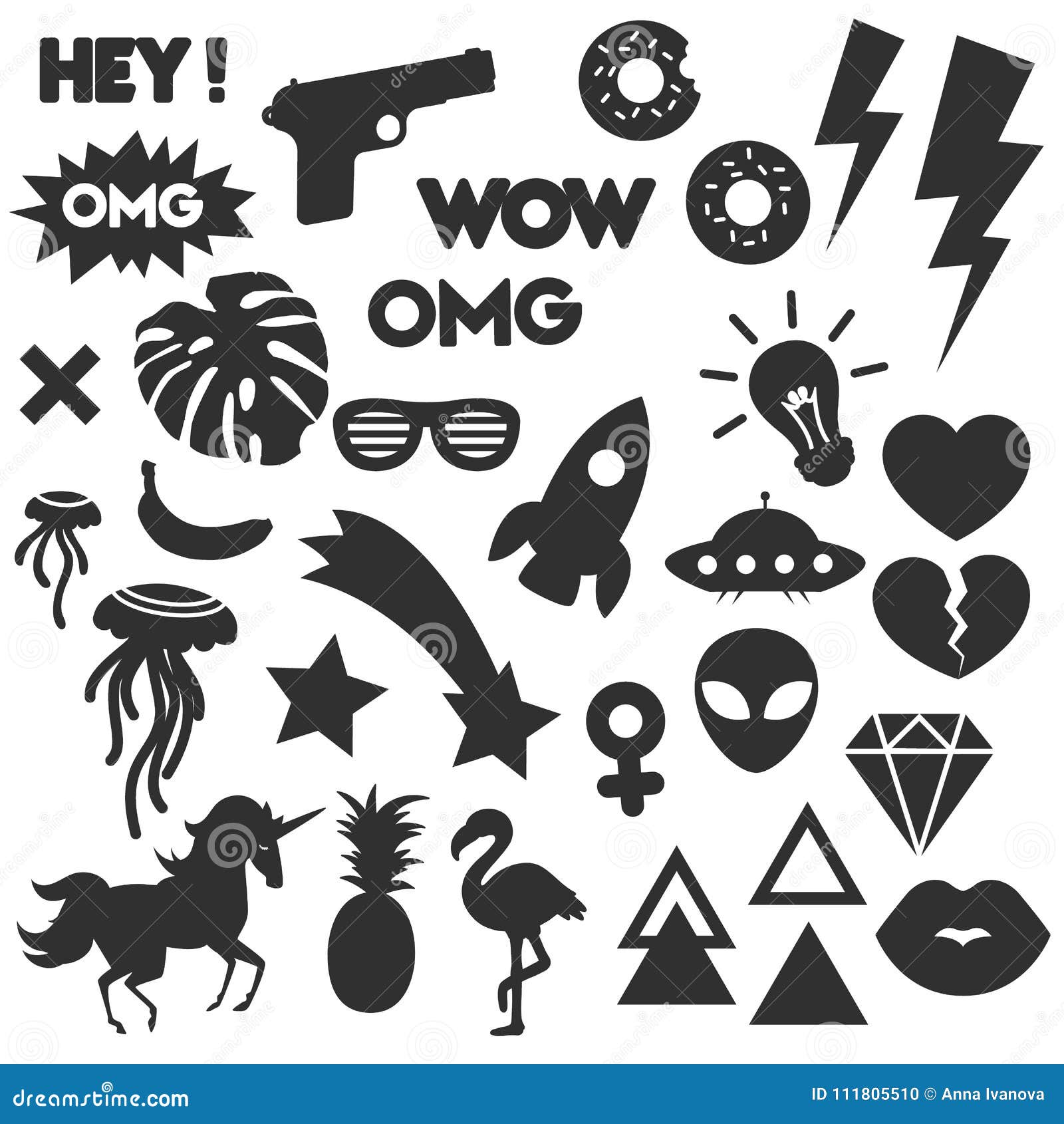 Estallido Art Silhouette Stickers Set Del Vector Ilustración del Vector ...