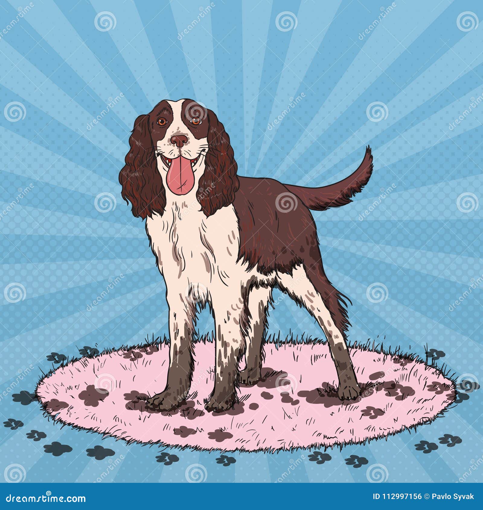 Estallido Art Springer Spaniel Perro Sucio Lindo Ilustración del Vector ...