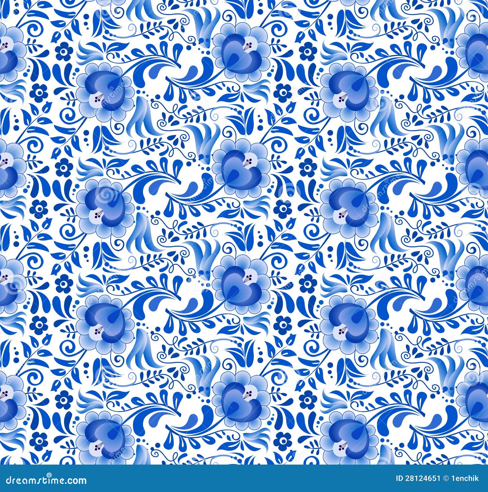 Estampado De Flores Azul Nacional Ruso Ilustración del Vector ...