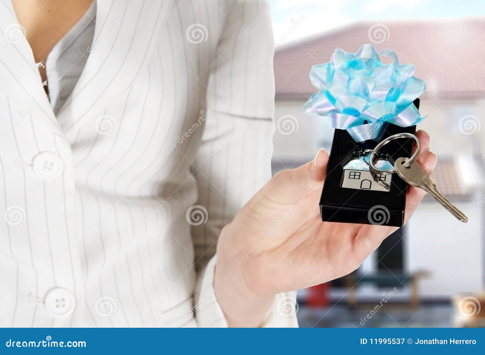 Estate Agent Giving House Key Stock Image - Image of home, residence ...