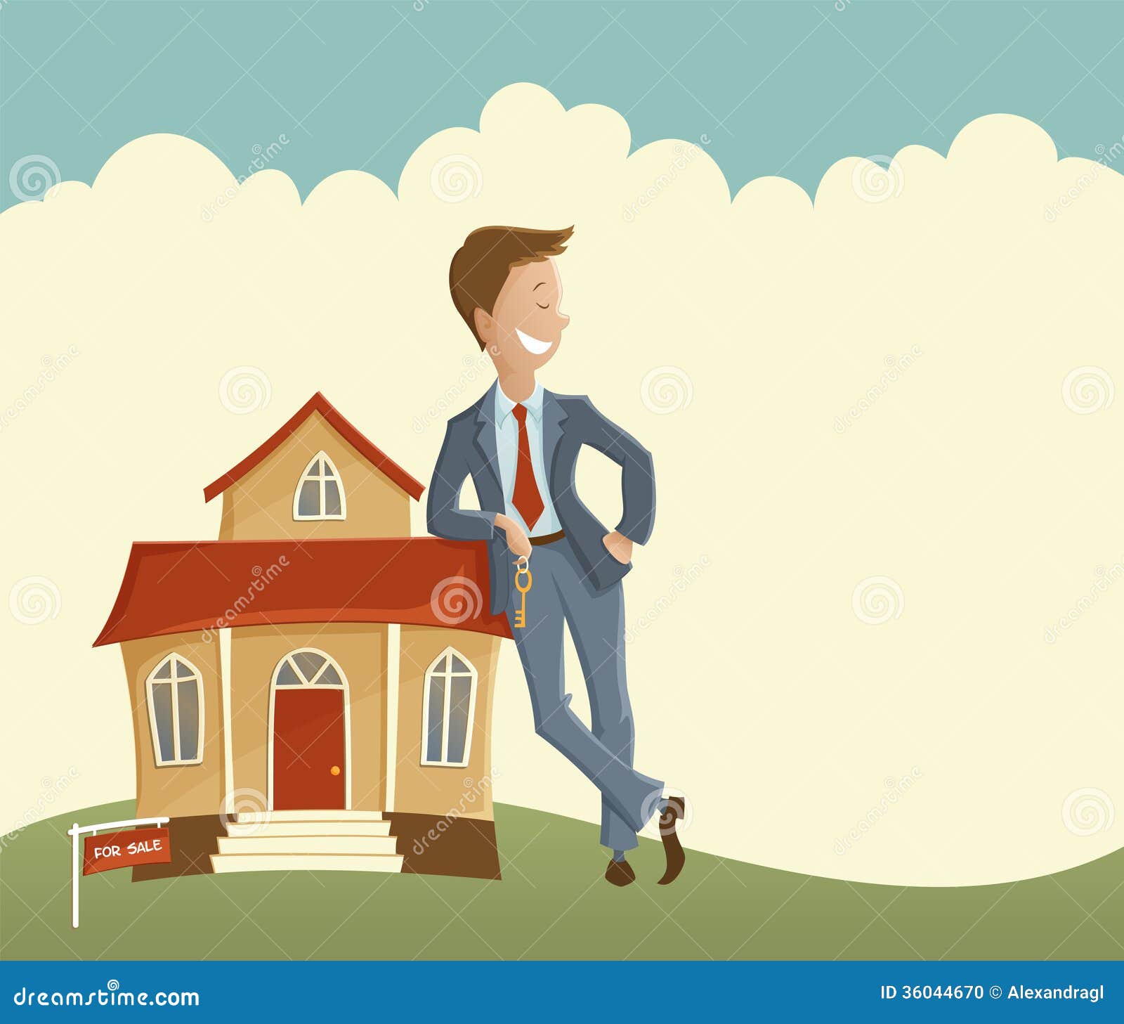Estate agent and house stock vector. Illustration of agent - 36044670