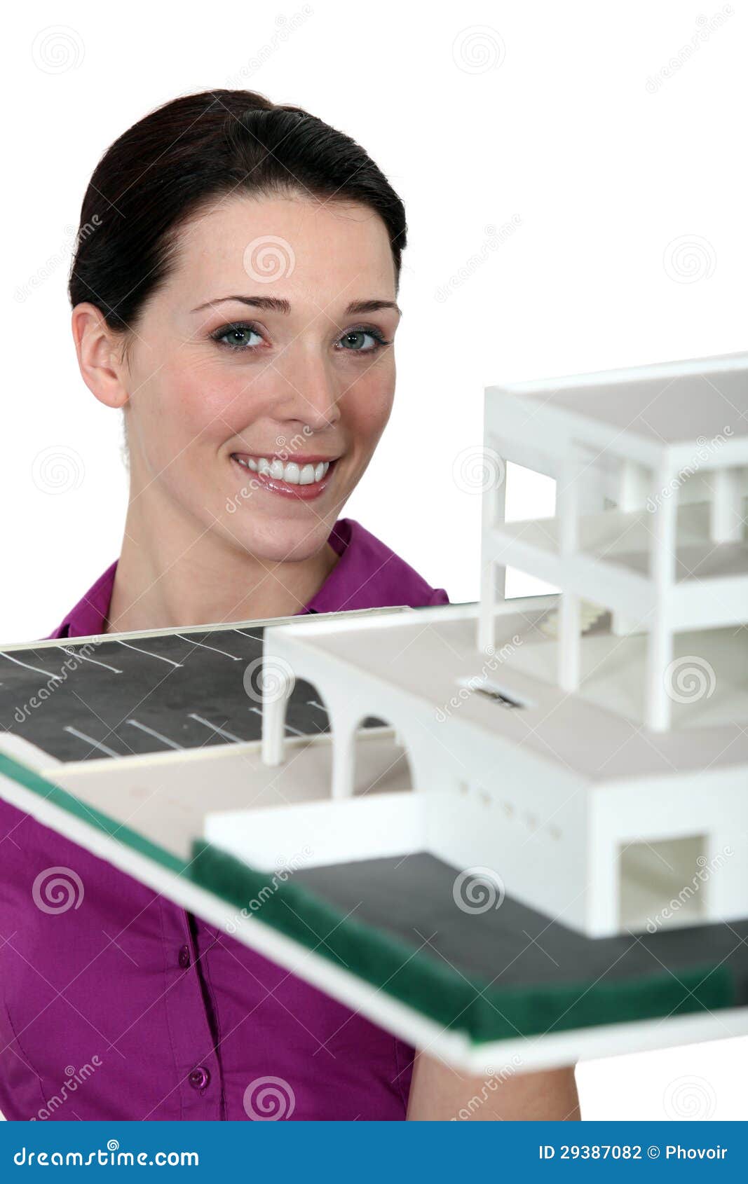 Estate agent with model stock photo. Image of program - 29387082