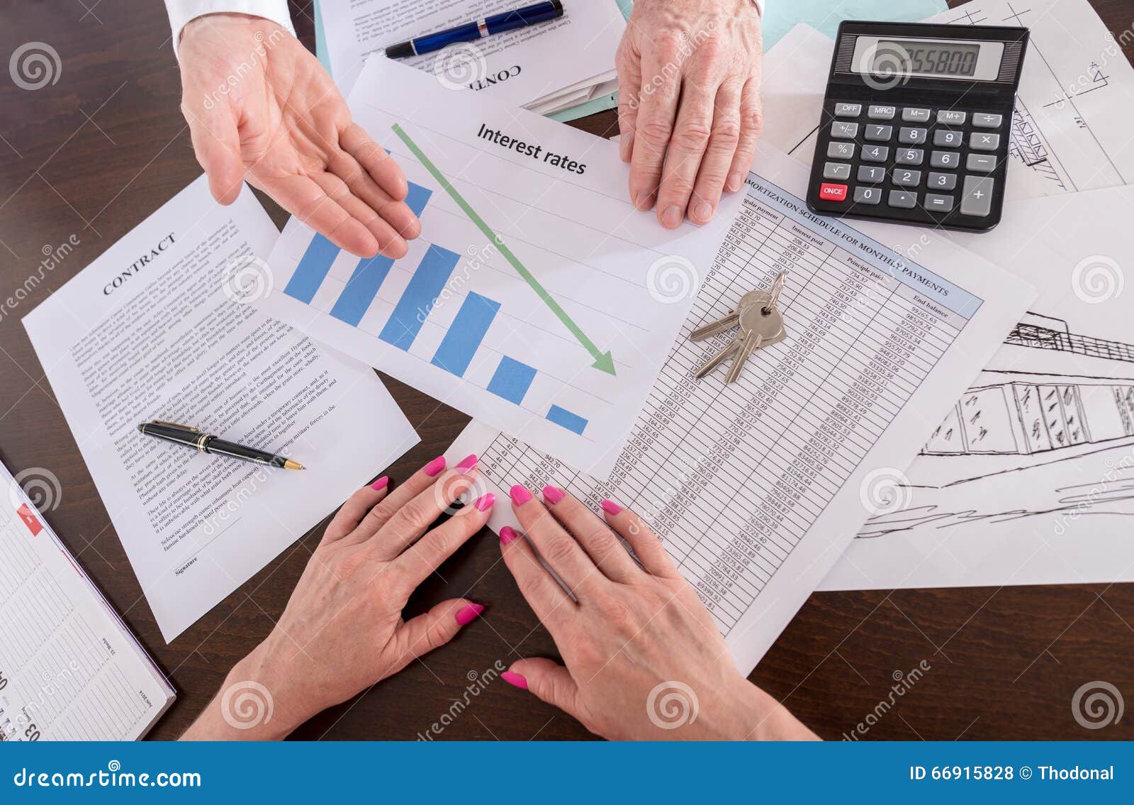 Estate Agent Showing the Decrease of Interest Rates Stock Photo - Image ...