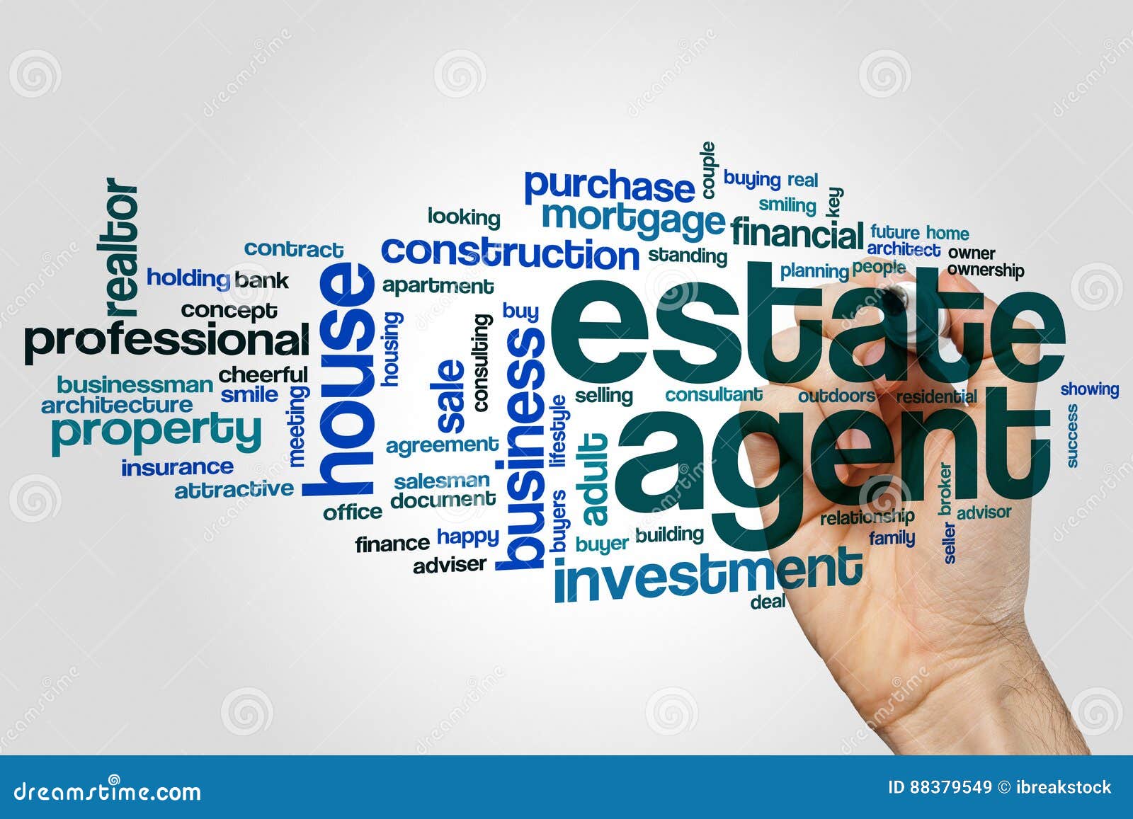 Estate agent word cloud stock image. Image of apartment - 88379549
