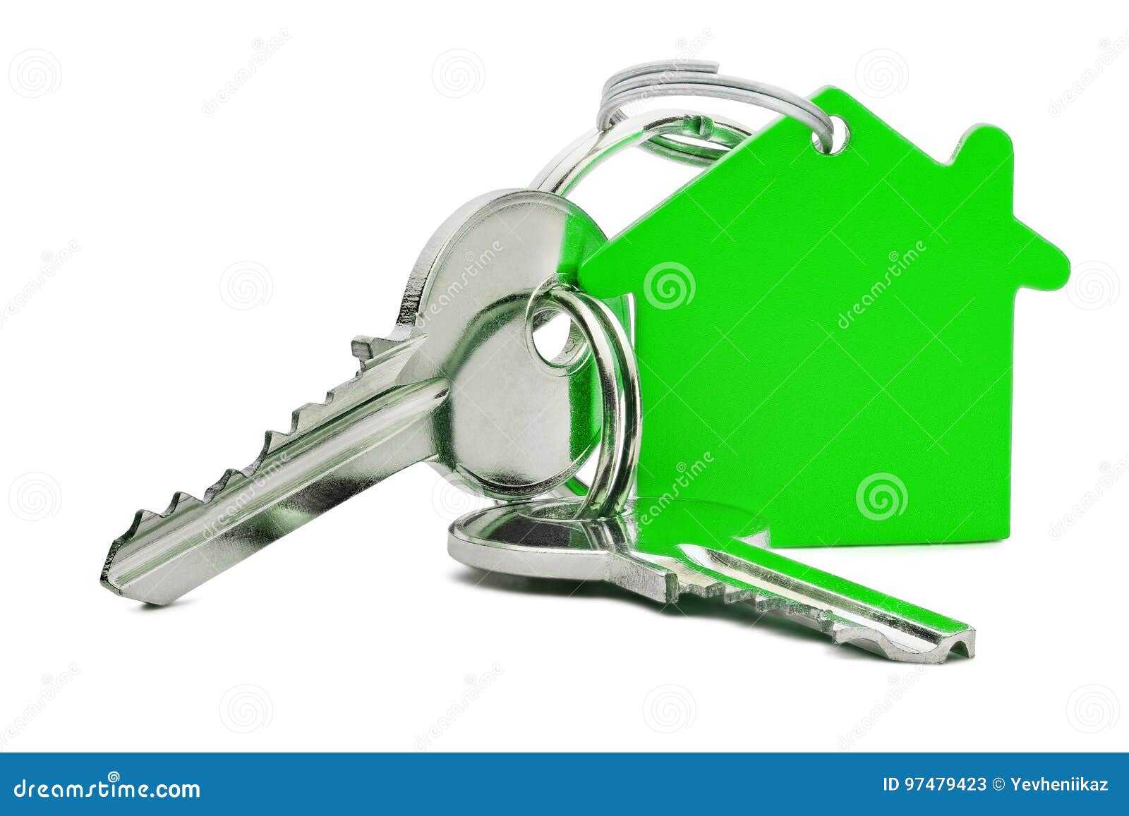 Estate Concept, Green Key Ring and Keys on Isolated Background Stock ...