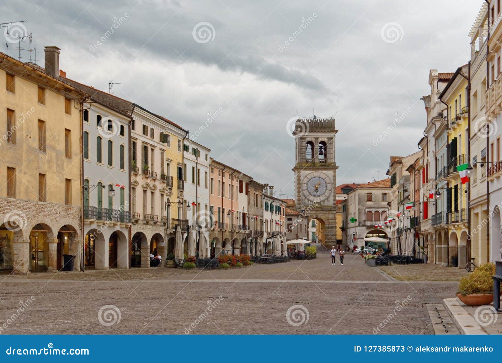 Este, Italy August 24, 2018: the Clock Tower on the Main Square in Este ...