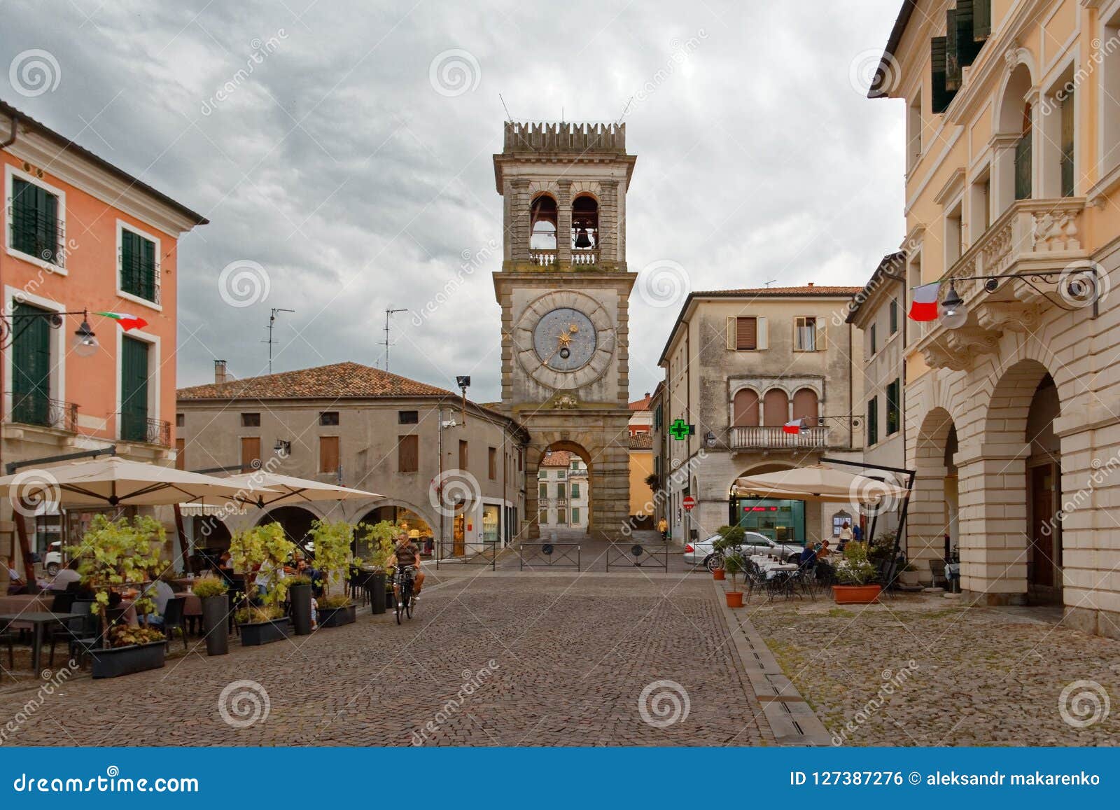 Este, Italy August 24, 2018: the Clock Tower on the Main Square in Este ...