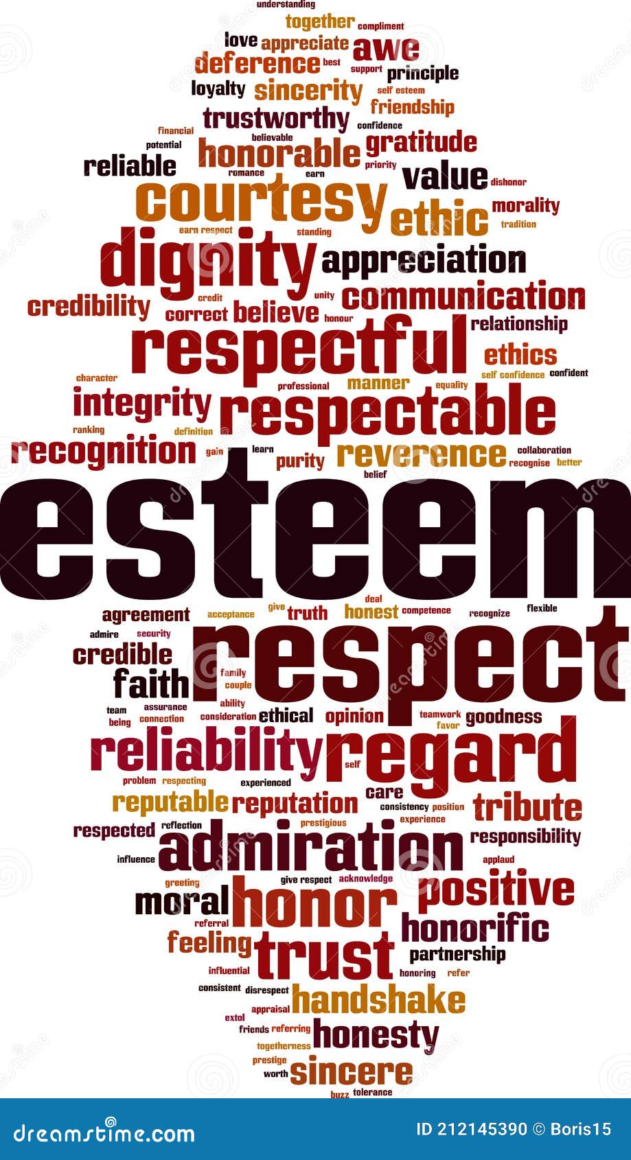 Esteem word cloud stock vector. Illustration of prestige - 212145390