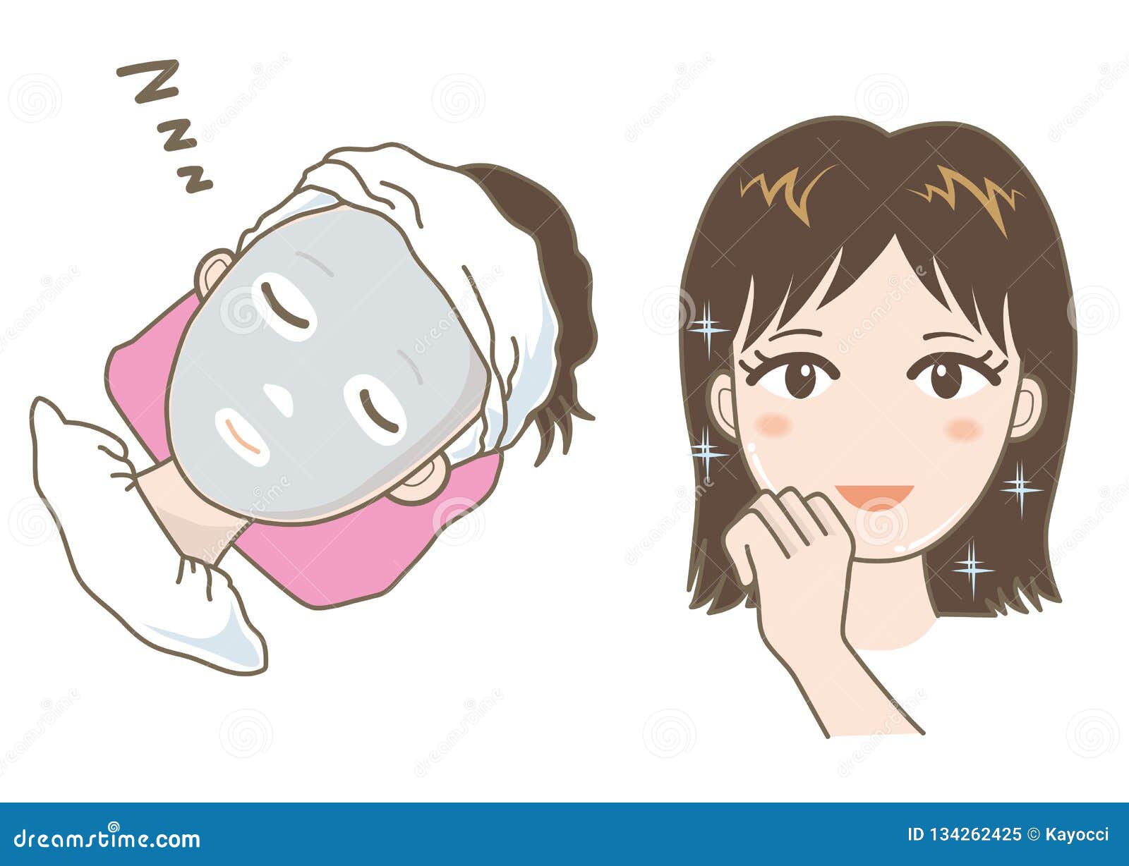 Esthetic-Face Pack 03 - with Line Drawing Stock Vector - Illustration ...