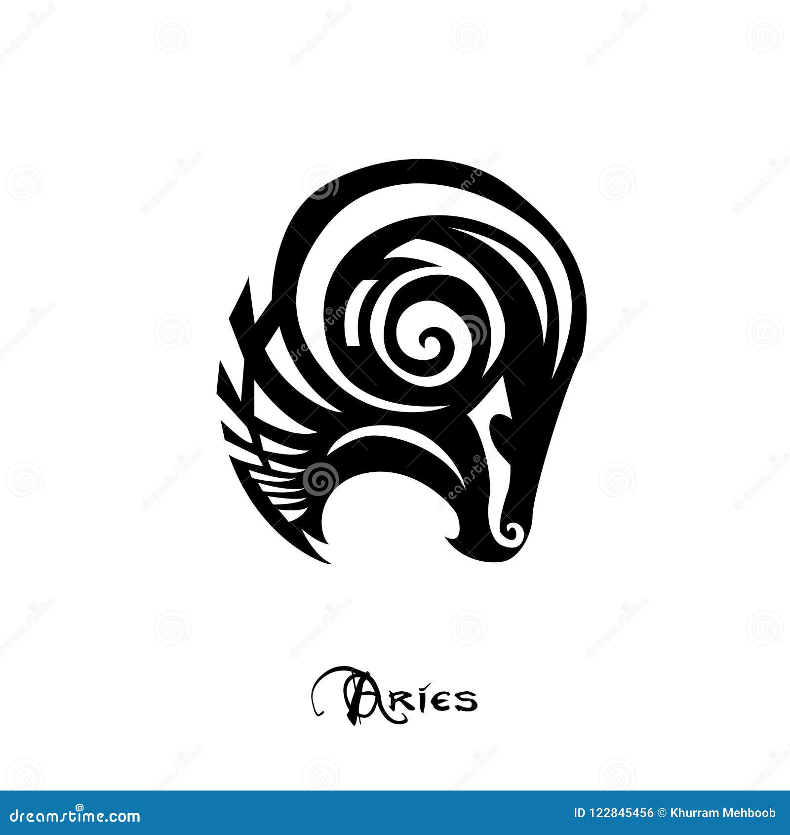 Estilo Da Tatuagem De Aries Zodiac Sign Ilustração do Vetor ...