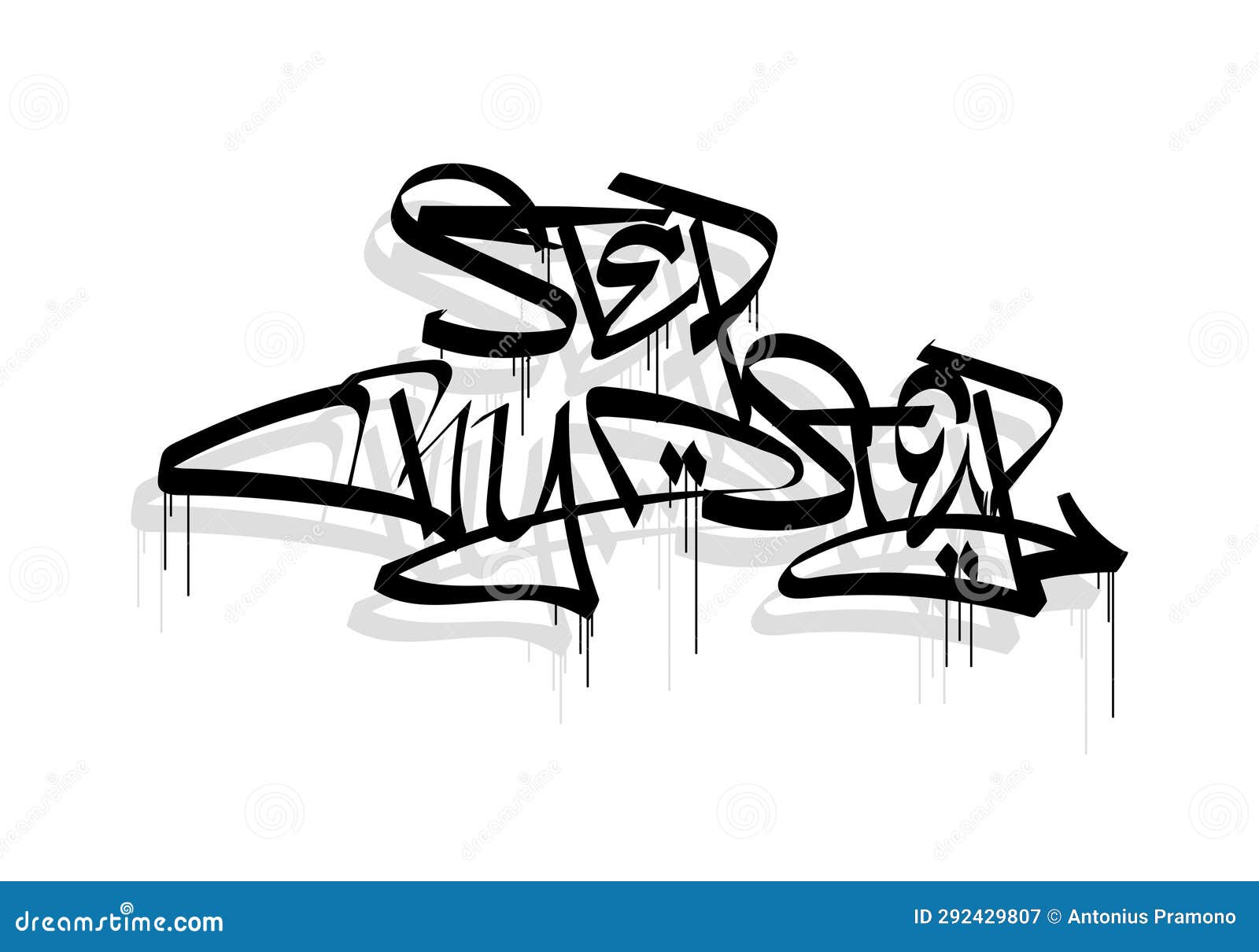 Estilo De Etiqueta Graffiti Passo a Passo Ilustração do Vetor ...