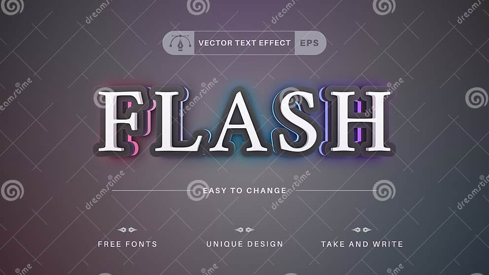 Estilo De Fuente De Efecto De Texto Editable En Flash Ilustración del Vector - Ilustración de ...