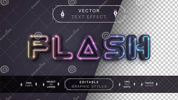 Estilo De Fuente De Efecto De Texto Editable En Flash Ilustración del Vector - Ilustración de ...