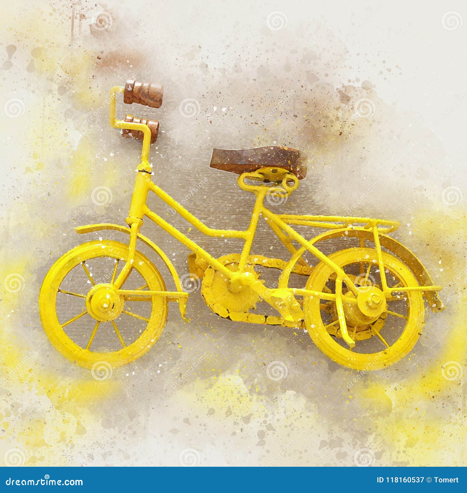 Estilo De La Acuarela Y Ejemplo Abstracto De La Bicicleta Amarilla
