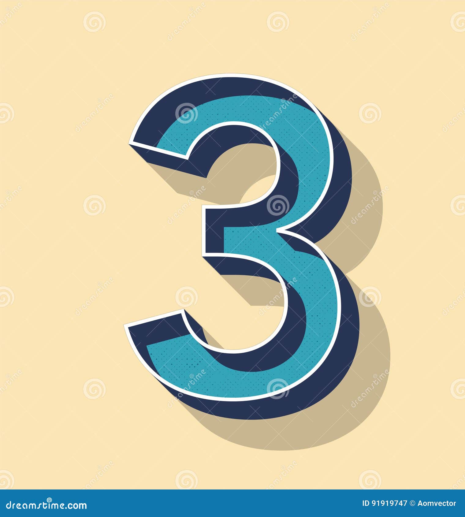 Estilo Retro Do Texto Do Vetor Da Letra 3, Conceito Das Fontes ...