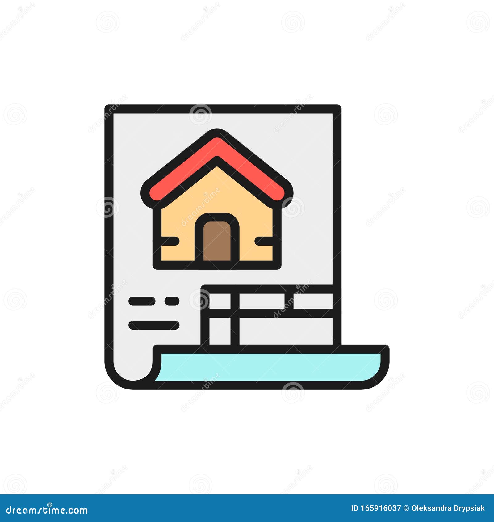 Estimate, Construction Document, House Plan Flat Color Line Icon. Stock ...