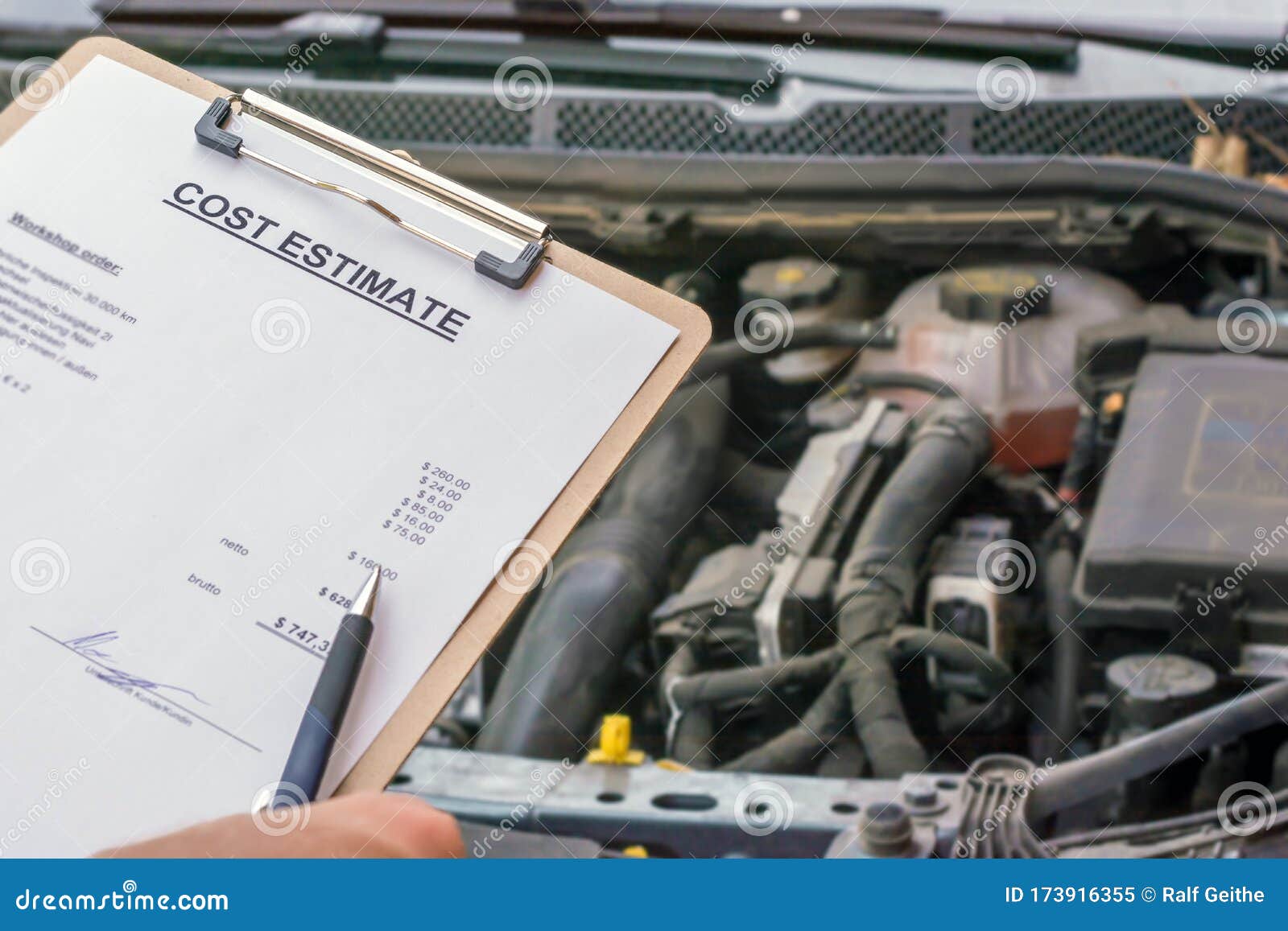 Estimate in a Garage for the Annual Inspection of the Car Stock Image ...