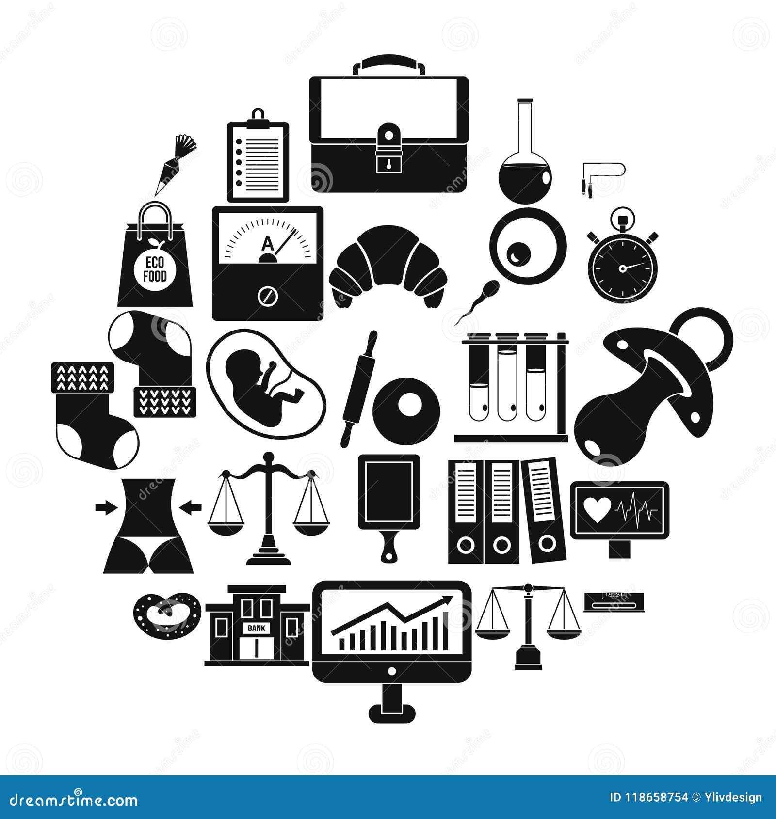 Estimation Icons Set, Simple Style Stock Vector - Illustration of ...