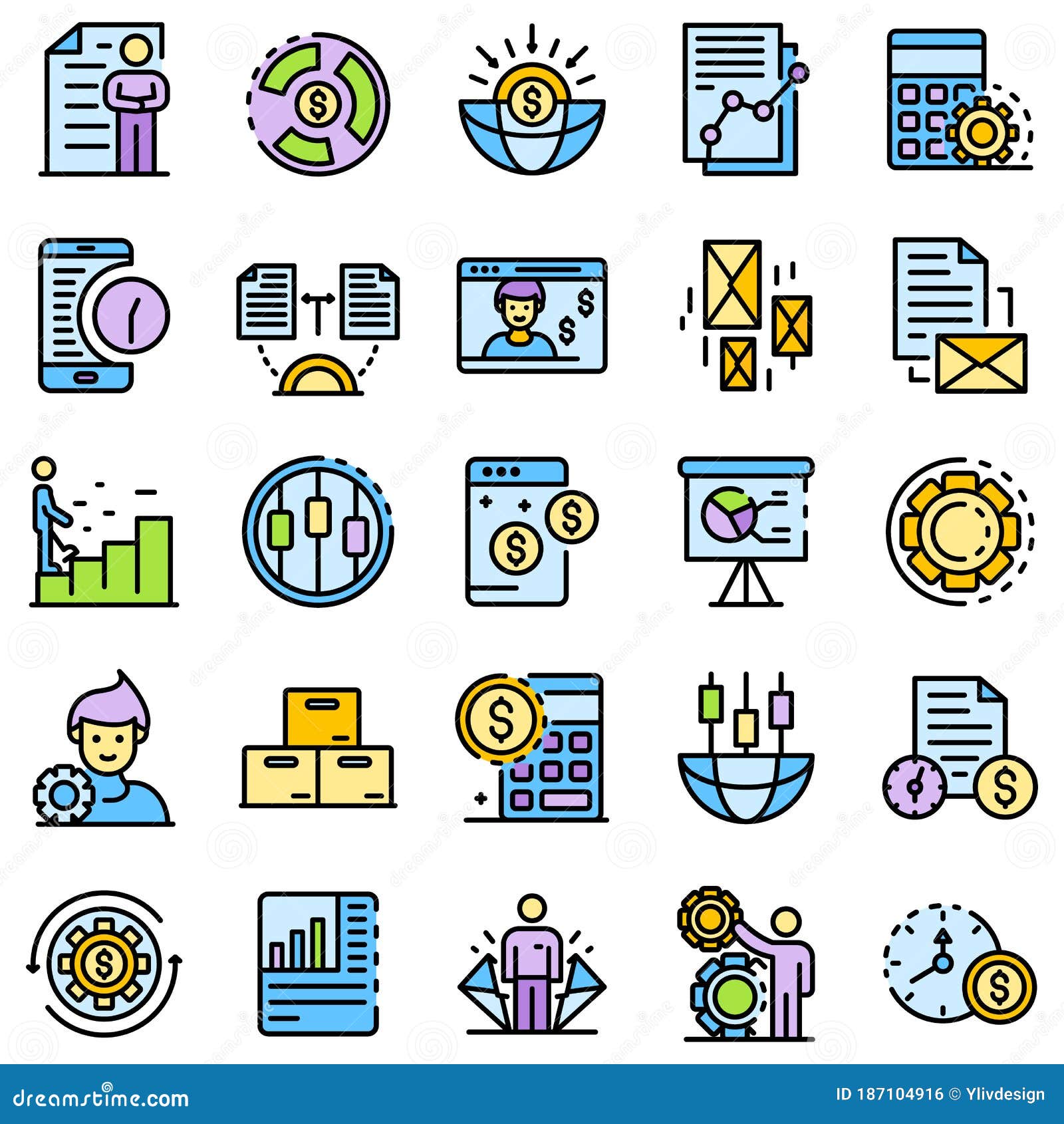 Estimator Icons Set Line Color Vector Stock Vector - Illustration of ...