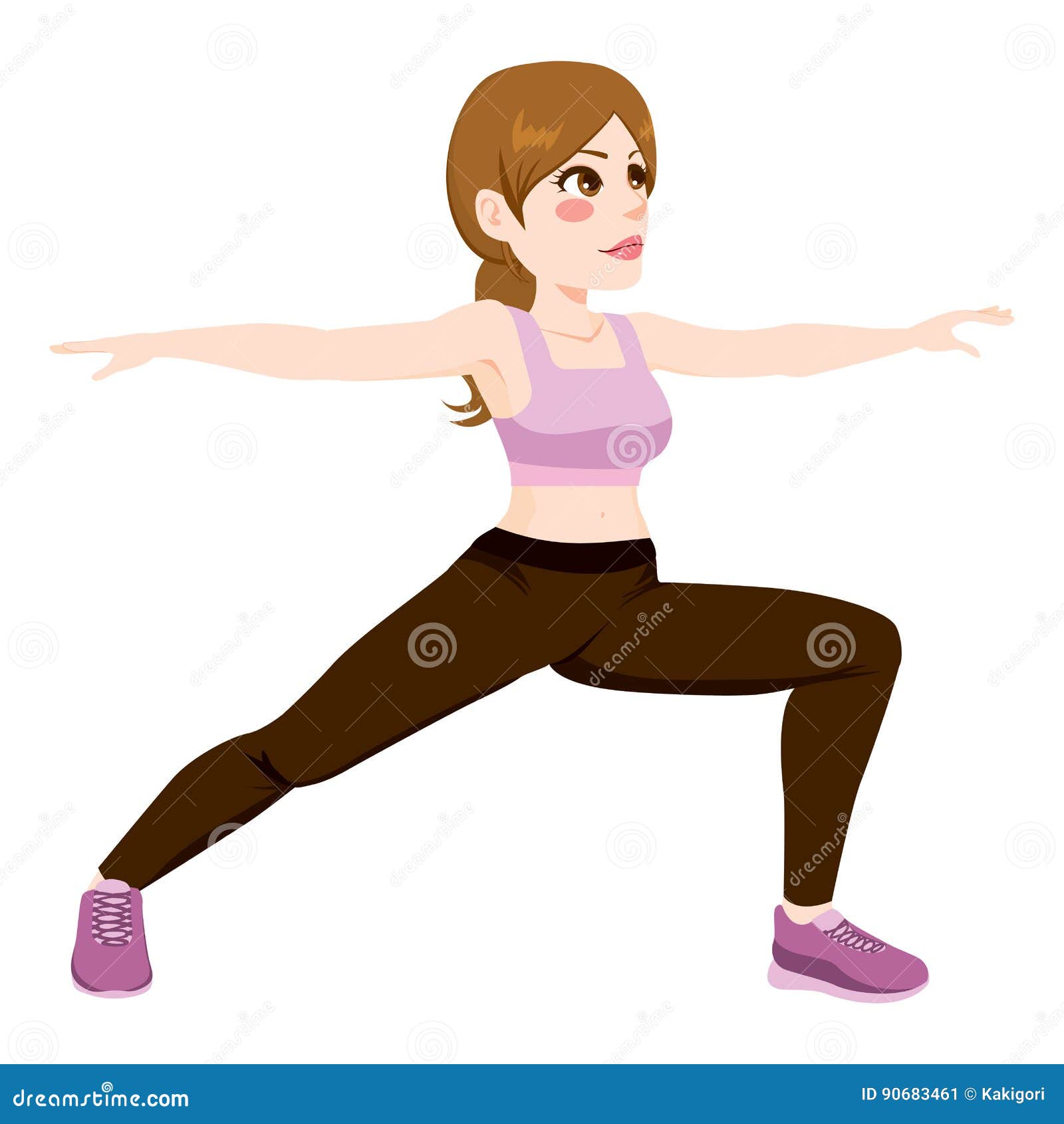 Estirar a la mujer ilustración del vector. Ilustración de ajuste - 90683461