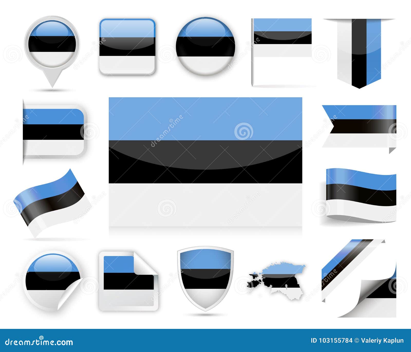 Estonia Flag Vector Set stock illustration. Illustration of contour ...