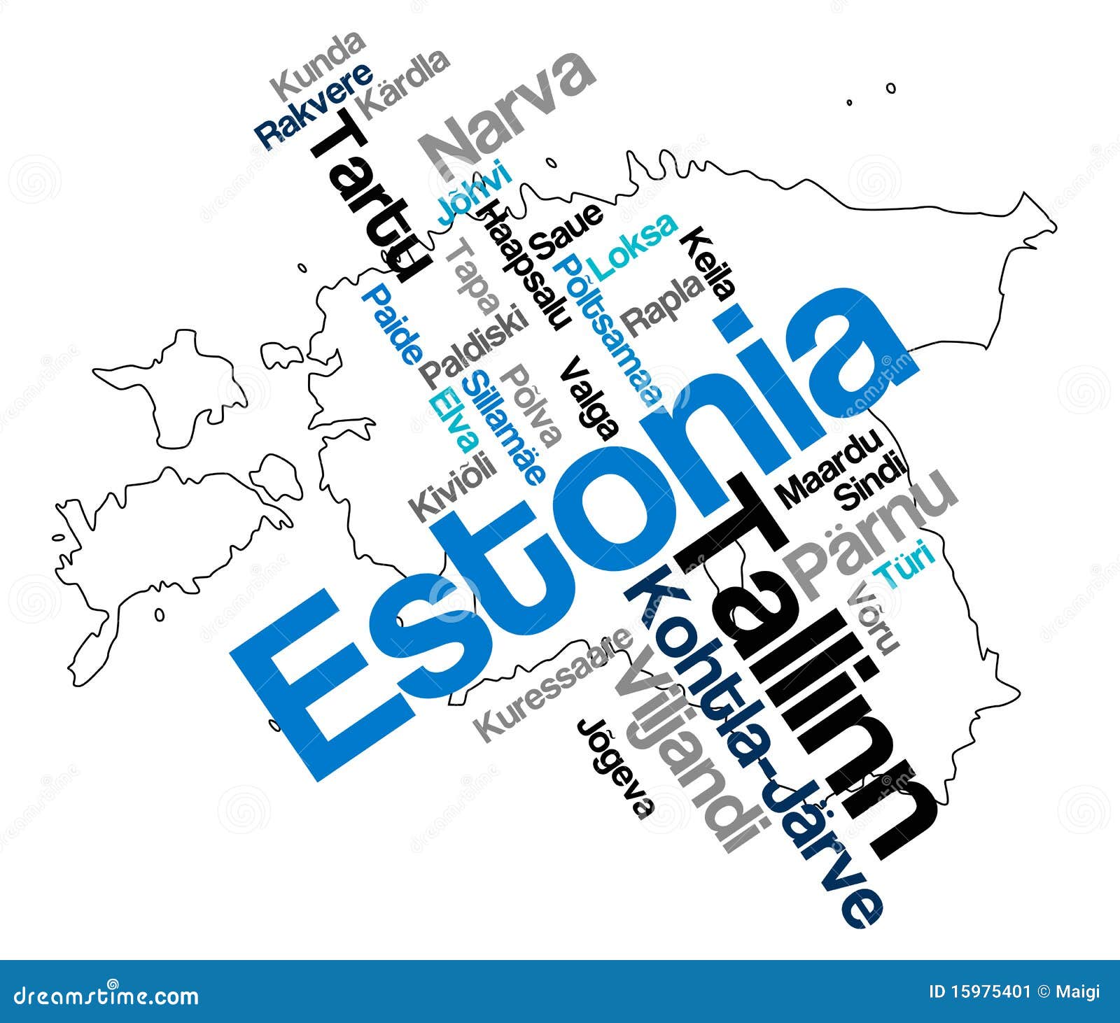 Estonia map and cities stock vector. Illustration of viljandi - 15975401