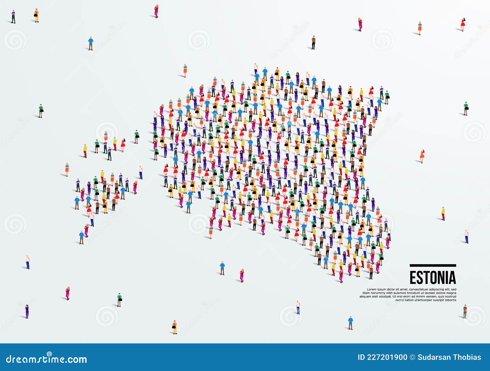 Estonia Map. Large Group of People Form To Create a Shape of Estonia ...