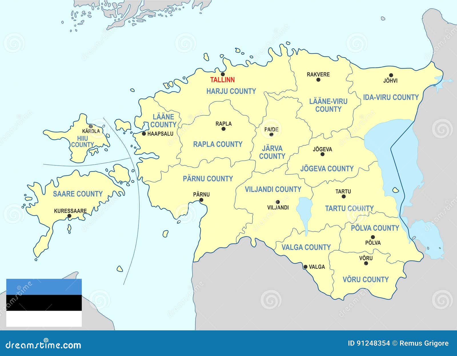 Estonia map - cdr format stock vector. Illustration of tallinn - 91248354