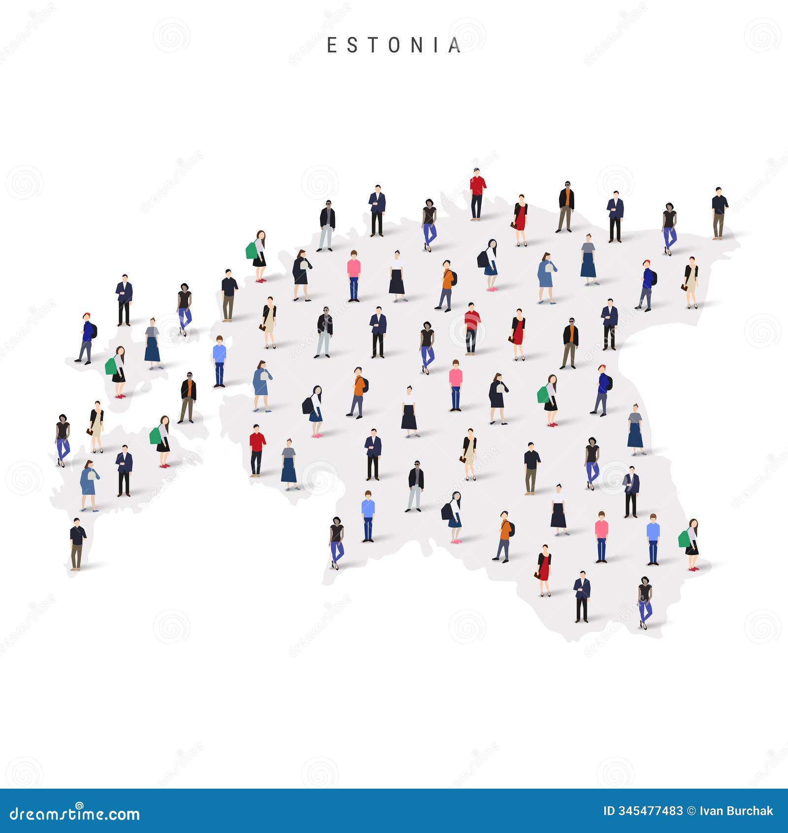 Estonia Population Map. Large Group of People in a Shape of Estonian ...
