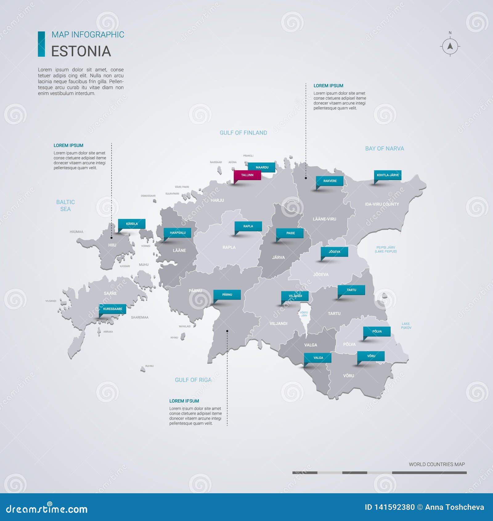Estonia Vector Map With The Capital City Of Tallinn | CartoonDealer.com ...