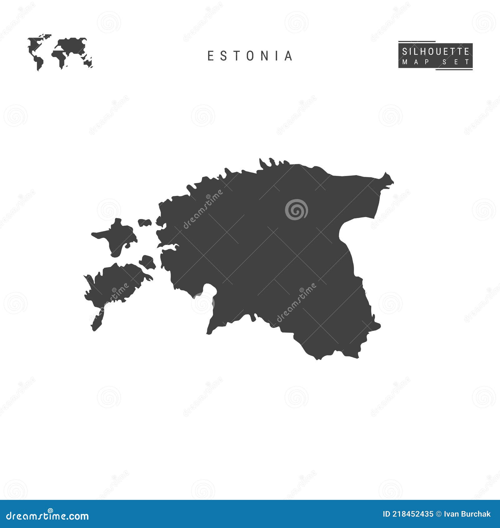 Estonia Vector Map Isolated On White Background. High-Detailed Black ...