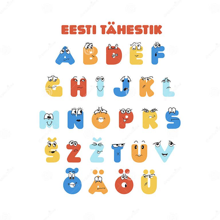 Estonian Colorful Alphabet for Kids Education Stock Vector ...