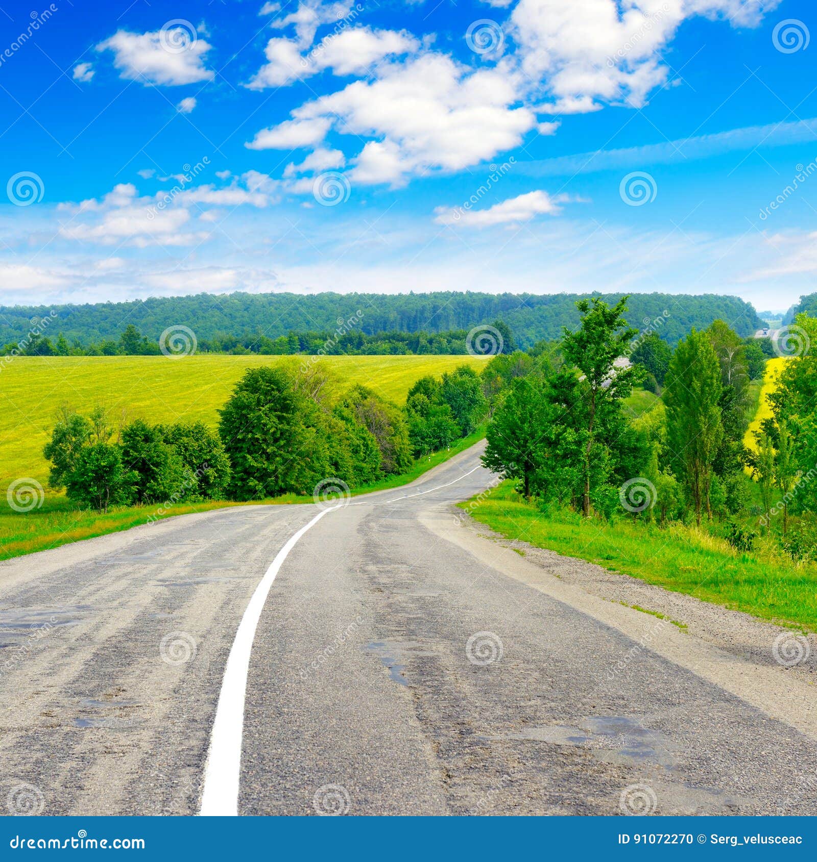Estrada Pavimentada Rural Entre Campos Foto de Stock - Imagem de ...