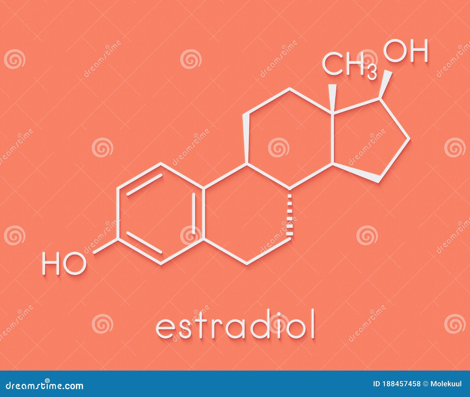 Estradiol Estrogen Female Sex Hormone Molecule Skeletal Formula Stock