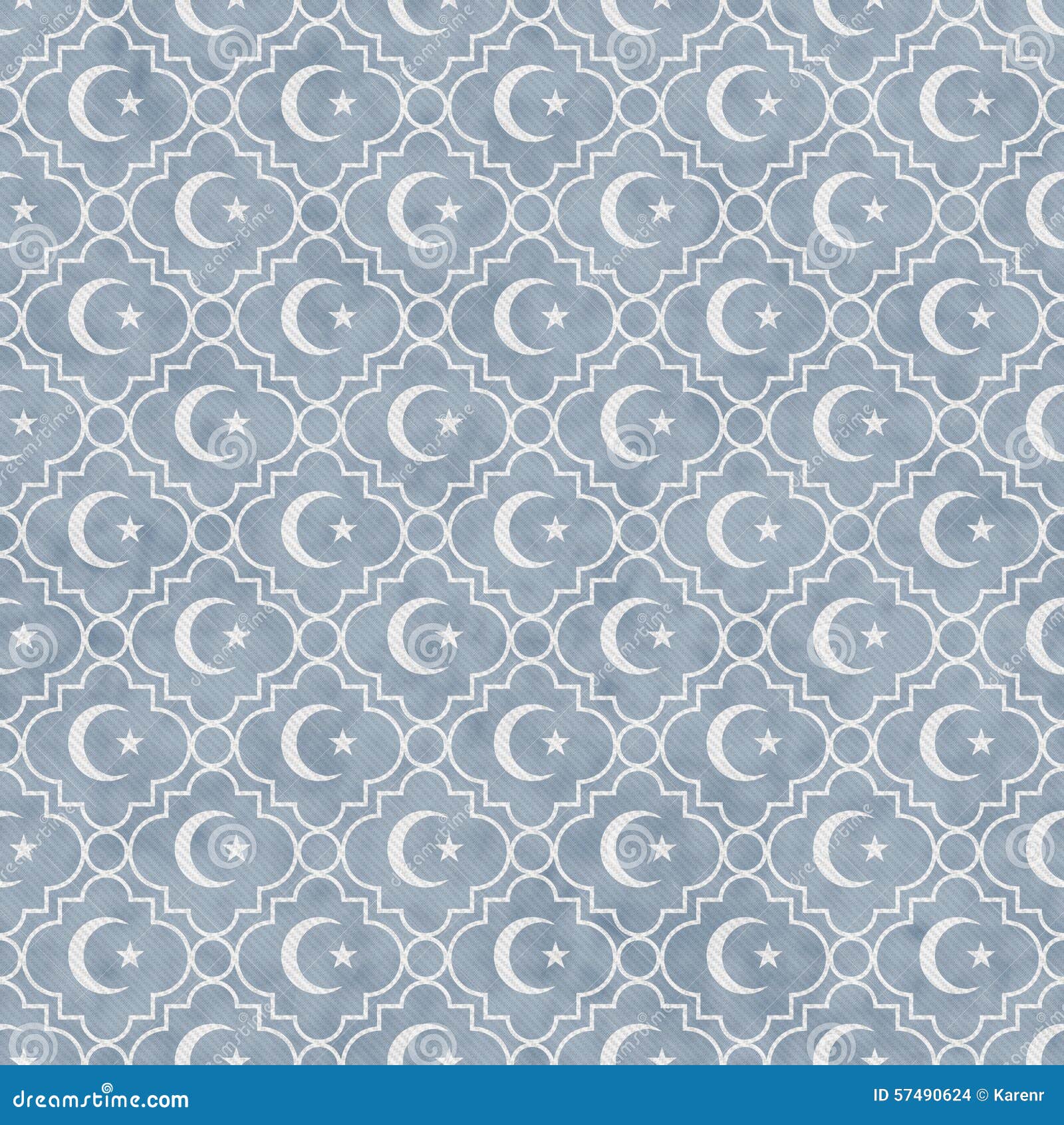Estrella Y Crescent Symbol Tile Pattern Repeat Azul Claro Y Blancos ...